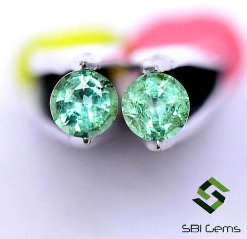 Certified Natural Emerald Round Cut Pair 4.25 mm 0.63 Cts Untreated ...