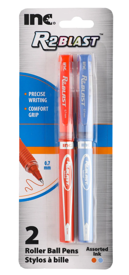 Inc R-2 Blast Comfort-Grip Roller Ball Pens 0.7mm, ~ 1 Orange Ink, 1 ...