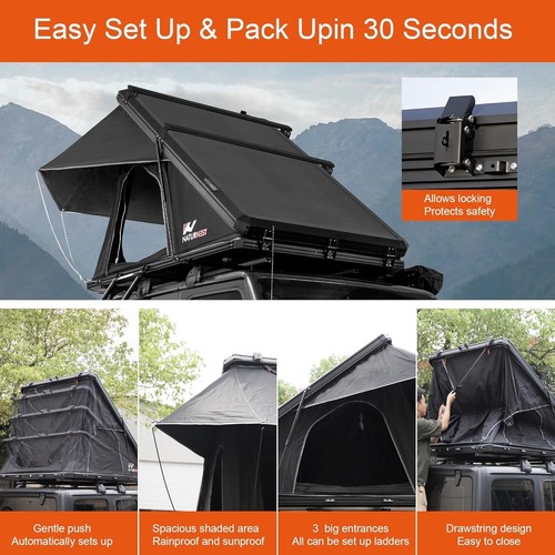 Naturnest Roof Top Tent Hard Shell Camping Tent w/ Ladder for SUV Truck ...