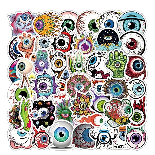 64Pcs Cool Eyeball Stickers Pack, Halloween Horror Terror Vinyl ...