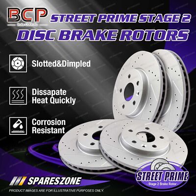 BCP Front + Rear Slotted Disc Brake Rotors for Toyota Corolla AE93 Seca ...