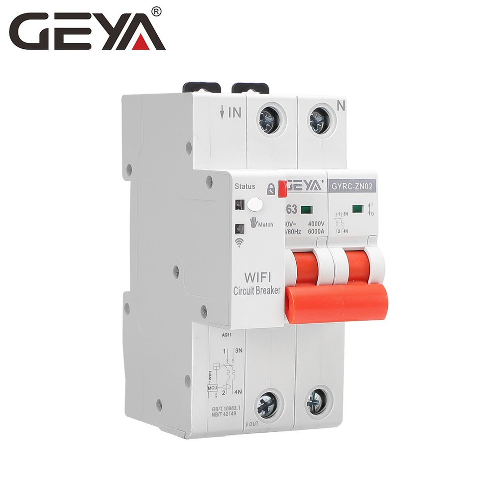 GEYA TUYA 15 function WIFI Smart MCB 1-4P 80A Circuit Breaker Reclosing ...