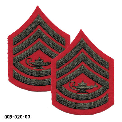 PAIR USMC Marine Corps ROTC Gunnery Sergeant Chevron Patches ~ Small ...