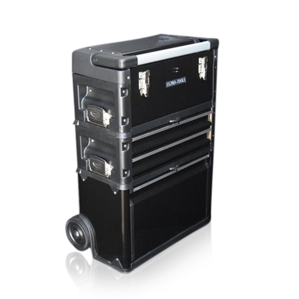 US PRO Tools 3 IN 1 Mobile Rolling Chest Trolley Cart cabinet Wheels ...