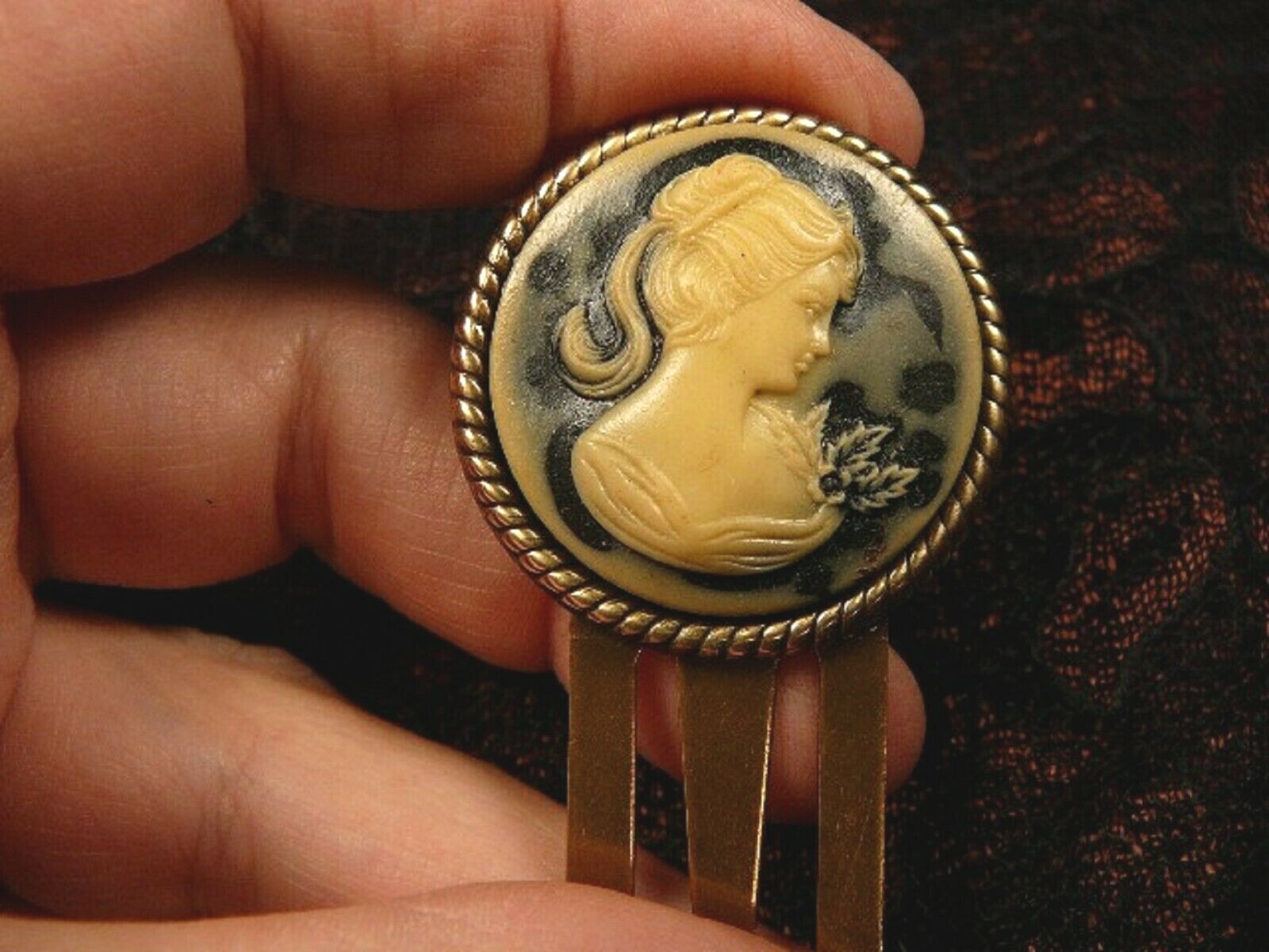 CBS23-10) Lady hair up ivory black CAMEO BOOKMARK book mark books ...