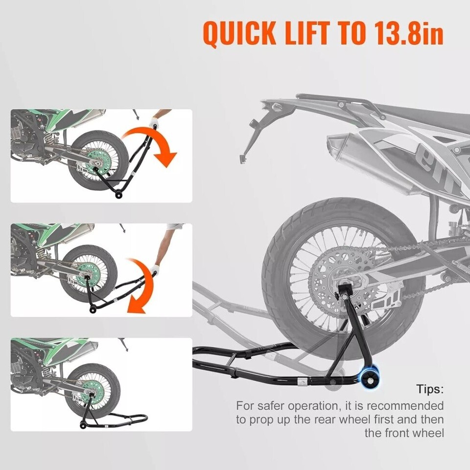 Heavy Duty Motorcycle Paddock Stand Rear Wheel Motorbike Swing Arm Cup ...
