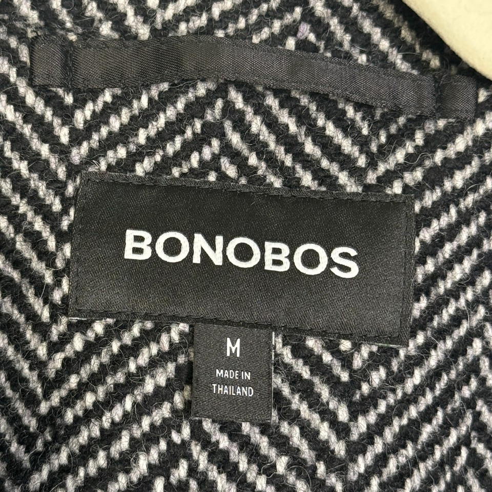 Bonobos Jacket Mens Medium Bomber Coat Herringbone Manteco Italian Wool ...