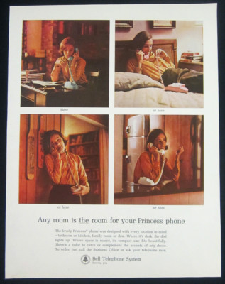 1964 Bell Telephone print ad - Princess phones, pink, blue, white 10x13 ...