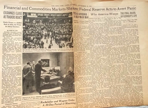 NY Times Reprint, Nov 23 1963, JFK Assassination, Fed Moves to ...