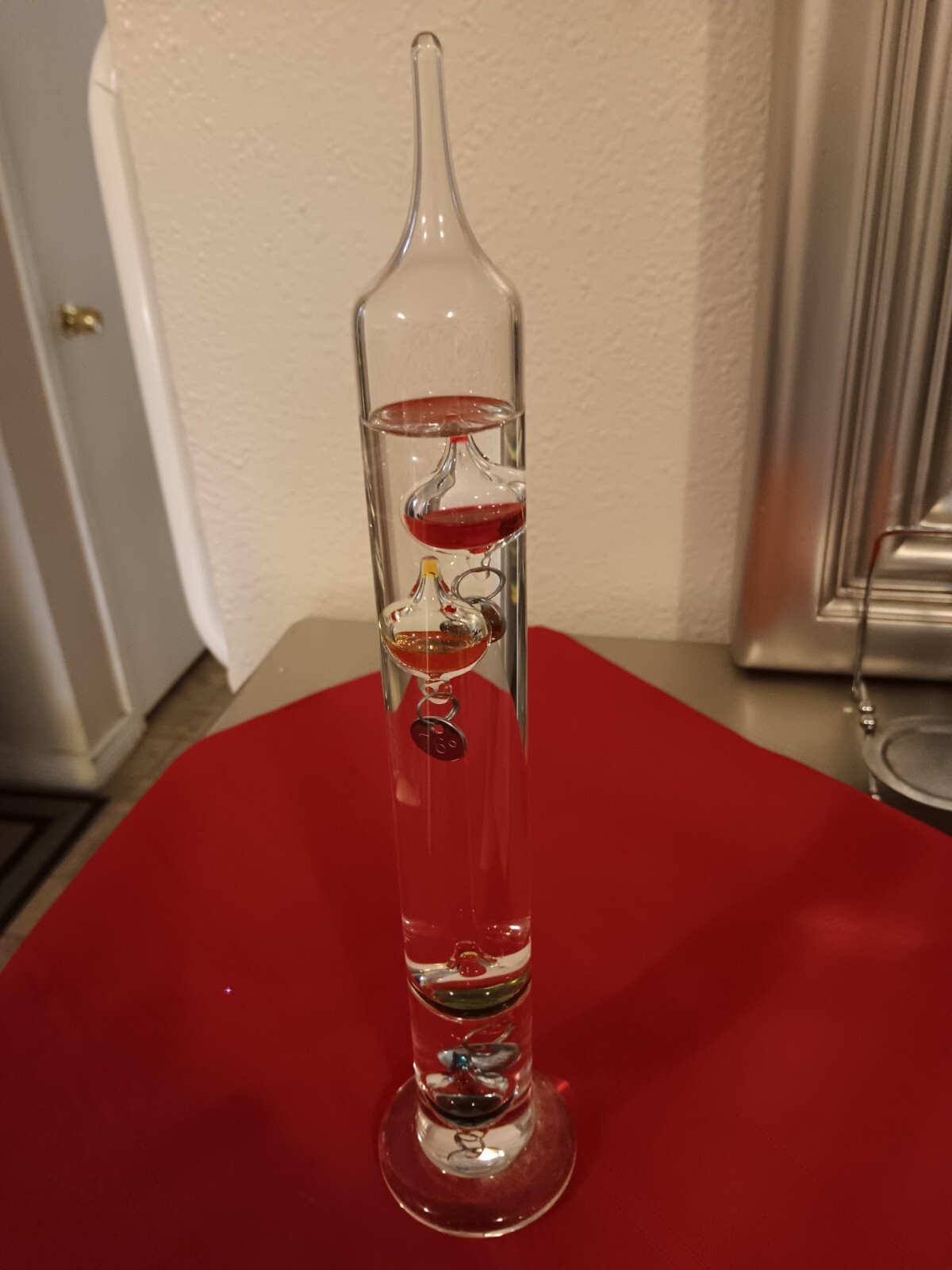 Glass Galileo 11.5" Tall Thermometer Floating Color Glass Balls | eBay