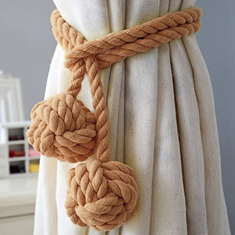 2Pcs Home Decor Handmade Backs Ball Tiebacks Curtains Rope Tie Curtain ...