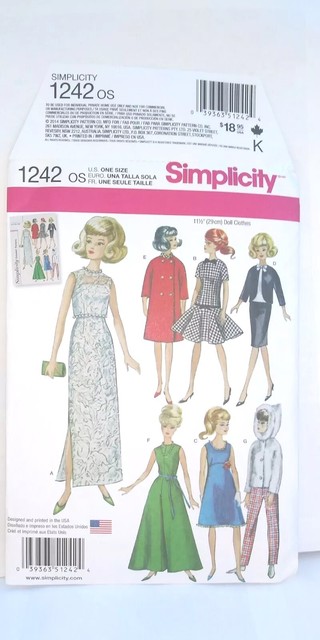 Simplicity 11 1/2 Inch Doll Clothes Pattern Number 1242 for sale online ...