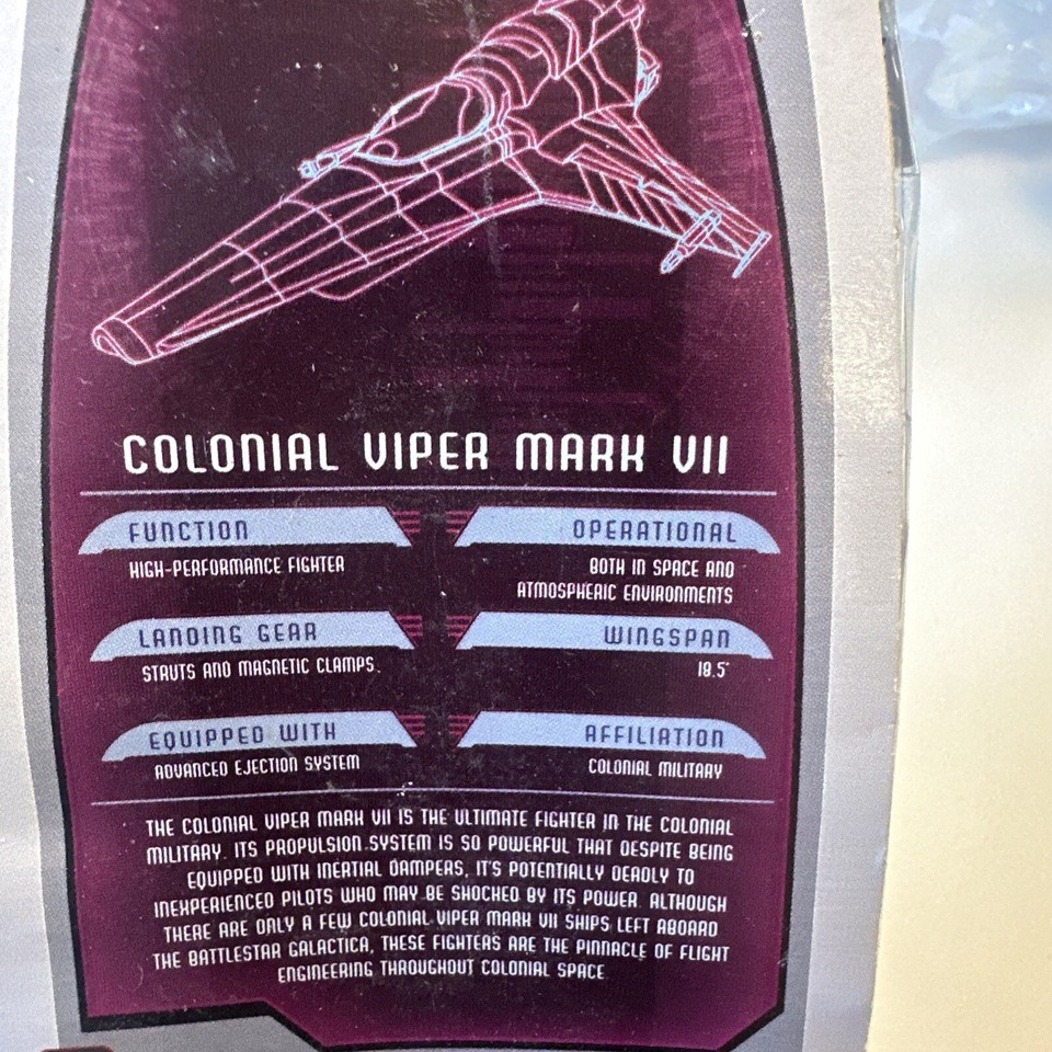 BATTLESTAR GALACTICA TITANIUM COLONIAL VIPER MARK VII BATTLE DAMAGED ...