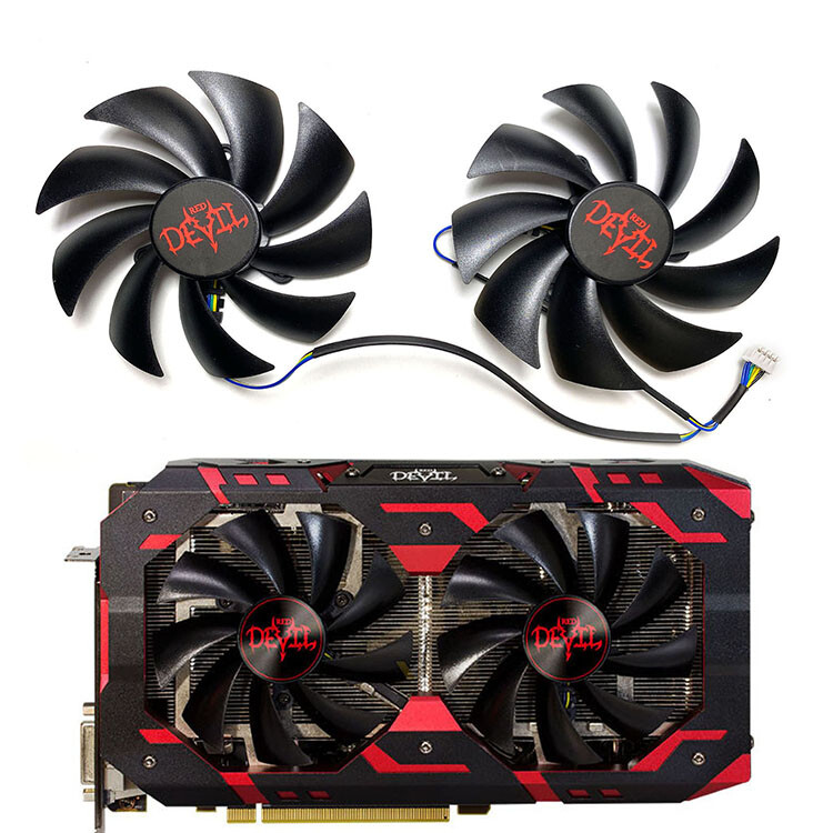 Ventilateur PLD10010B12HH pour carte graphique PowerColor RX580 590 Red ...