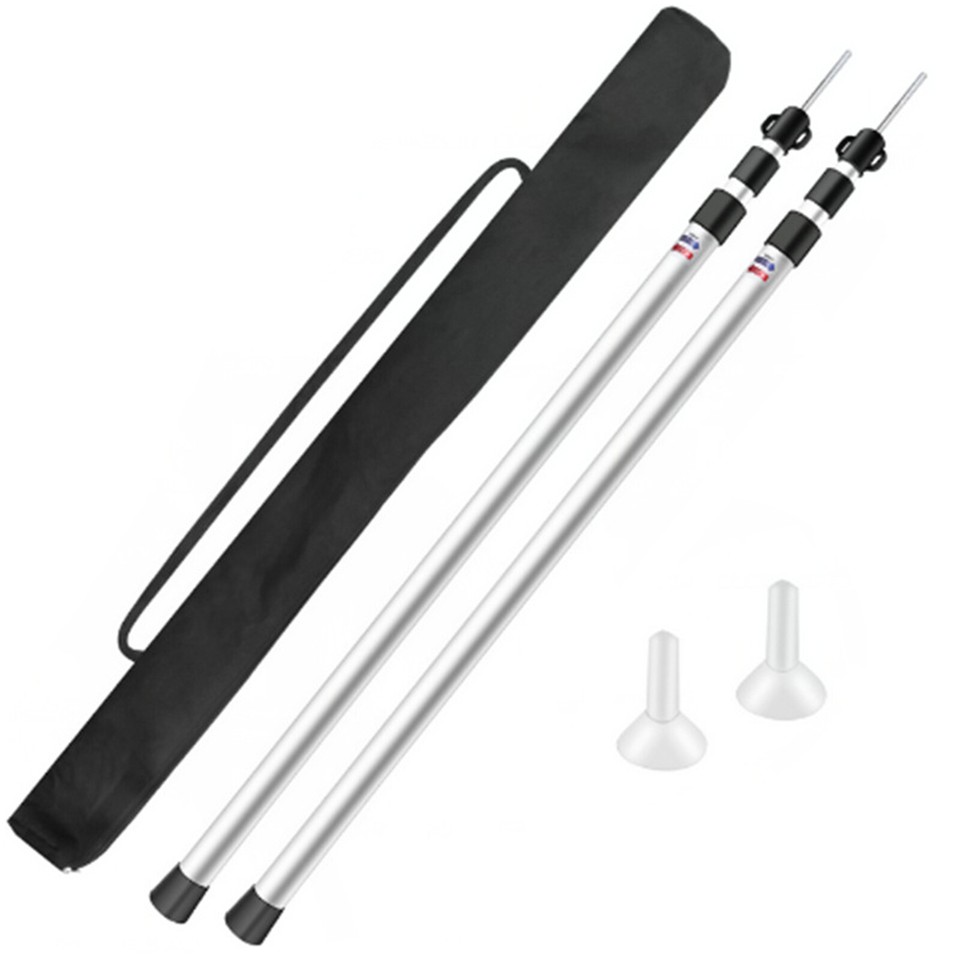 2× Tent Pole Telescopic Adjustable Tarp Poles for Camping Canopy Awning ...