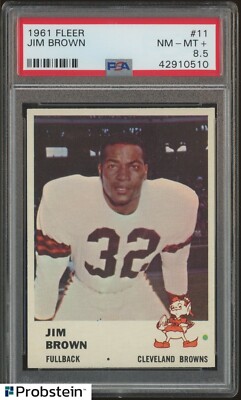 1961 Fleer Football #11 Jim Jimmy Brown Cleveland Browns HOF PSA 8.5 NM ...