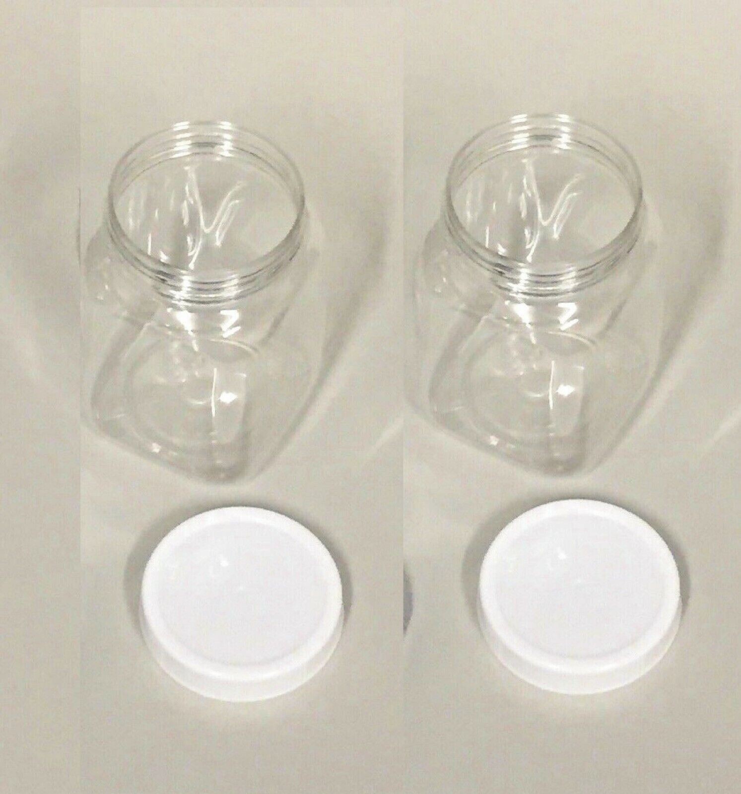 BULK 20pcs Plastic Screw Top Square Storage Container Jar Jars WHITE ...