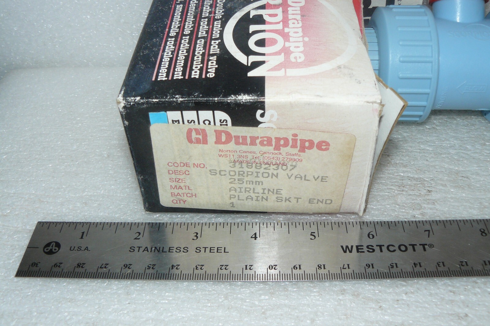 DURAPIPE SCORPION 3/4"-25-DN20 DOUBLE UNION BALL VALVE PLASTIC 25MM ...