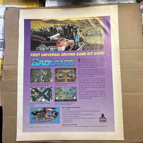 Giant Original 13-10" 1990 Atari Badlands Arcade Video game AD FLYER | eBay