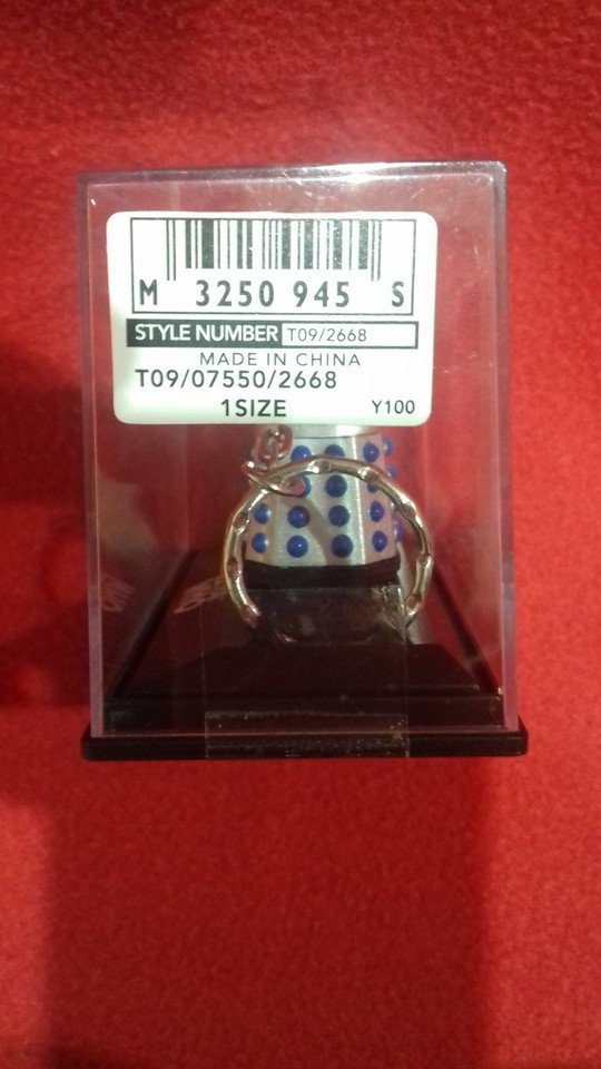Dr Who silver and blue Dalek key ring in display case | eBay UK