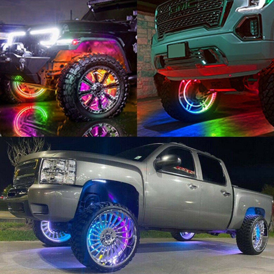 4x 15.5'' Wheel RGB Ring Lights LED Light For Truck Car Rim Lights ...
