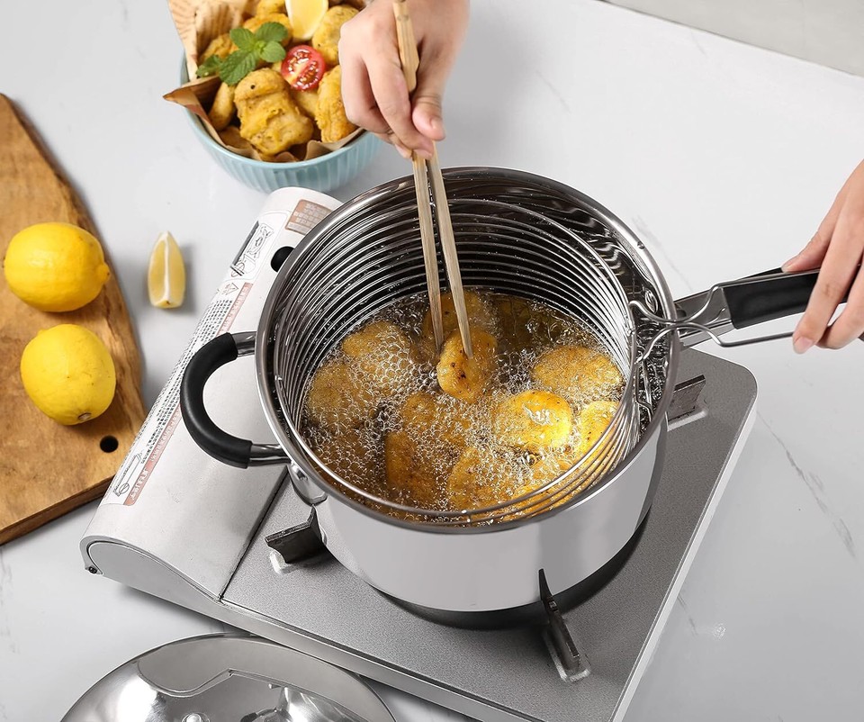 Royal Cuisine Stainless Steel Deep Frying Chip Pan with Basket and Lid ...
