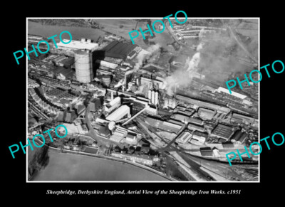OLD LARGE HISTORIC PHOTO SHEEPBRIDGE DERBYSHIRE ENGLAND THE IRON WORKS ...