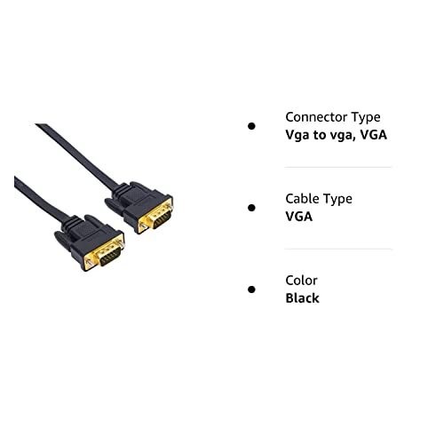 Thin Computer Monitor VGA Cable 6ft Standard 15 Pin Connector Male to ...