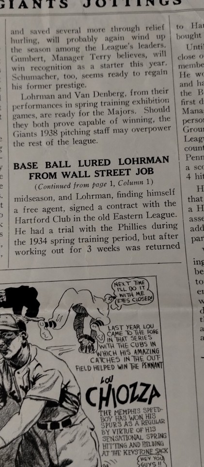 April 15, 1938 Baseball MLB News Giants Jottings Open Season At Full ...