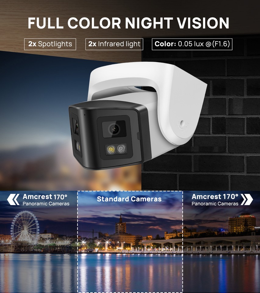 NEW! Hikvision Compatible 4MP 180°Panoramic IP Camera Dual lens&light ...