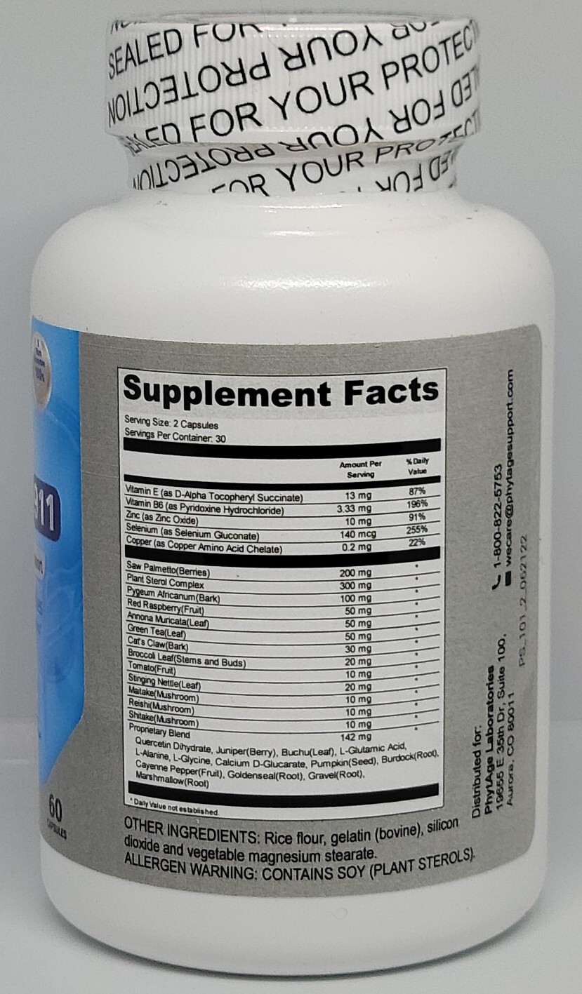 Phytage Labs Prostate 911 Prostate Support 60 Capsules New Sealed Exp ...