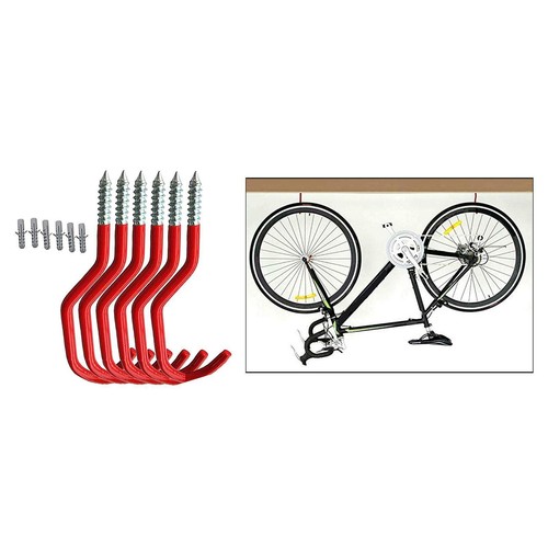6PCS Metal Bike Hooks Storage Hanger Garage Shovel Rake Mop Organiser ...