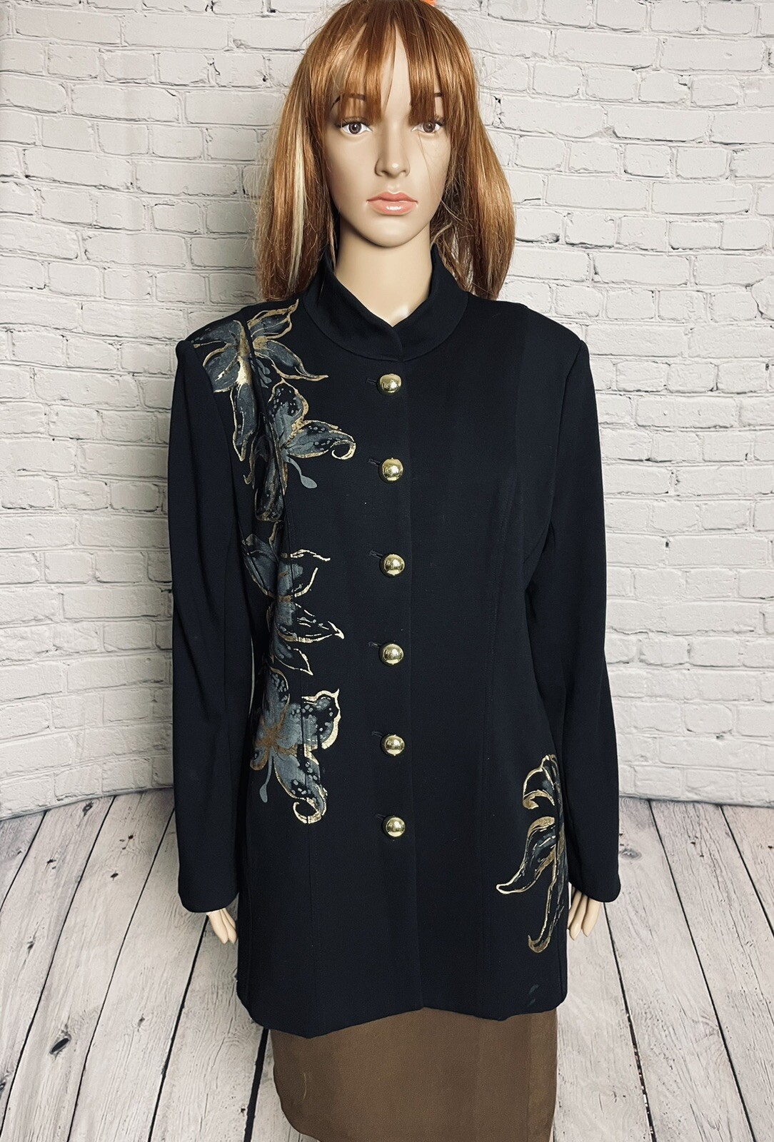 Cache Contour Collection Gold Foil Floral Print Black… - Gem