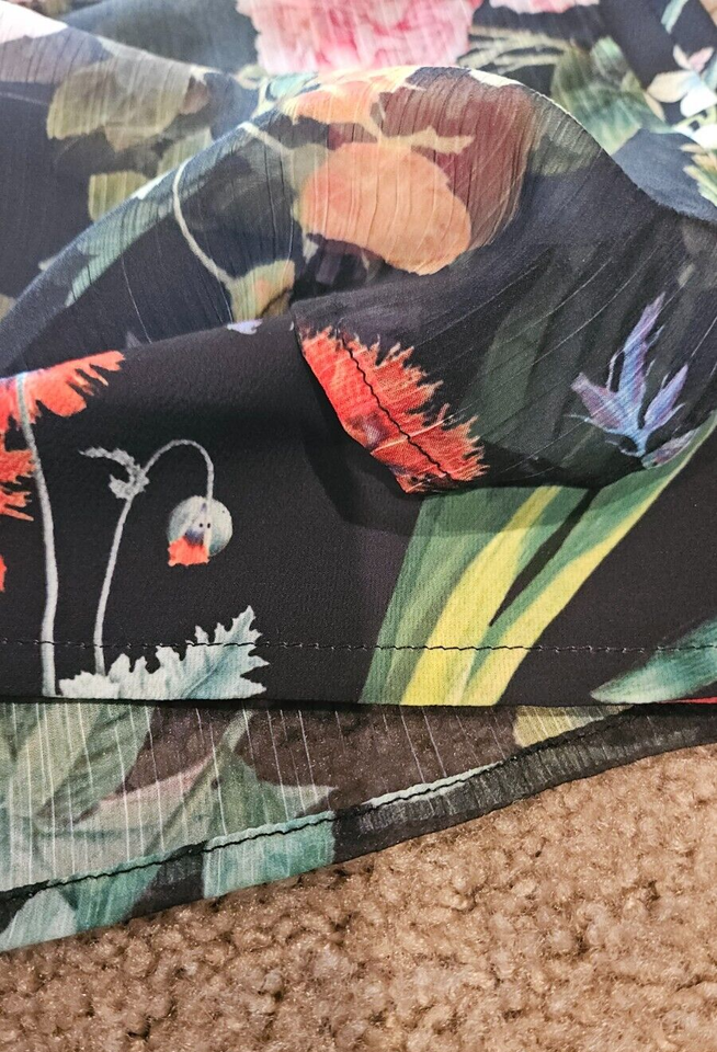 Tadashi Shoji Wide Leg Fairy Flowy Floral Pants Size 6 Crinkle Chiffon Whimsy | eBay