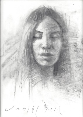 FEMALE PORTRAIT Young Woman Study 9x12 CHARCOAL Pencil Chalk DRAWING ...