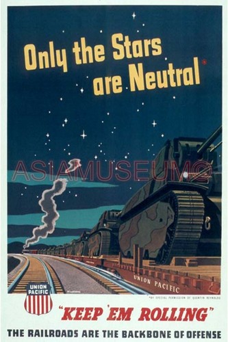 1943 WW2 USA PACIFIC WAR RAILROAD TANK TRAIN DEFENSE JAPAN PROPAGANDA ...