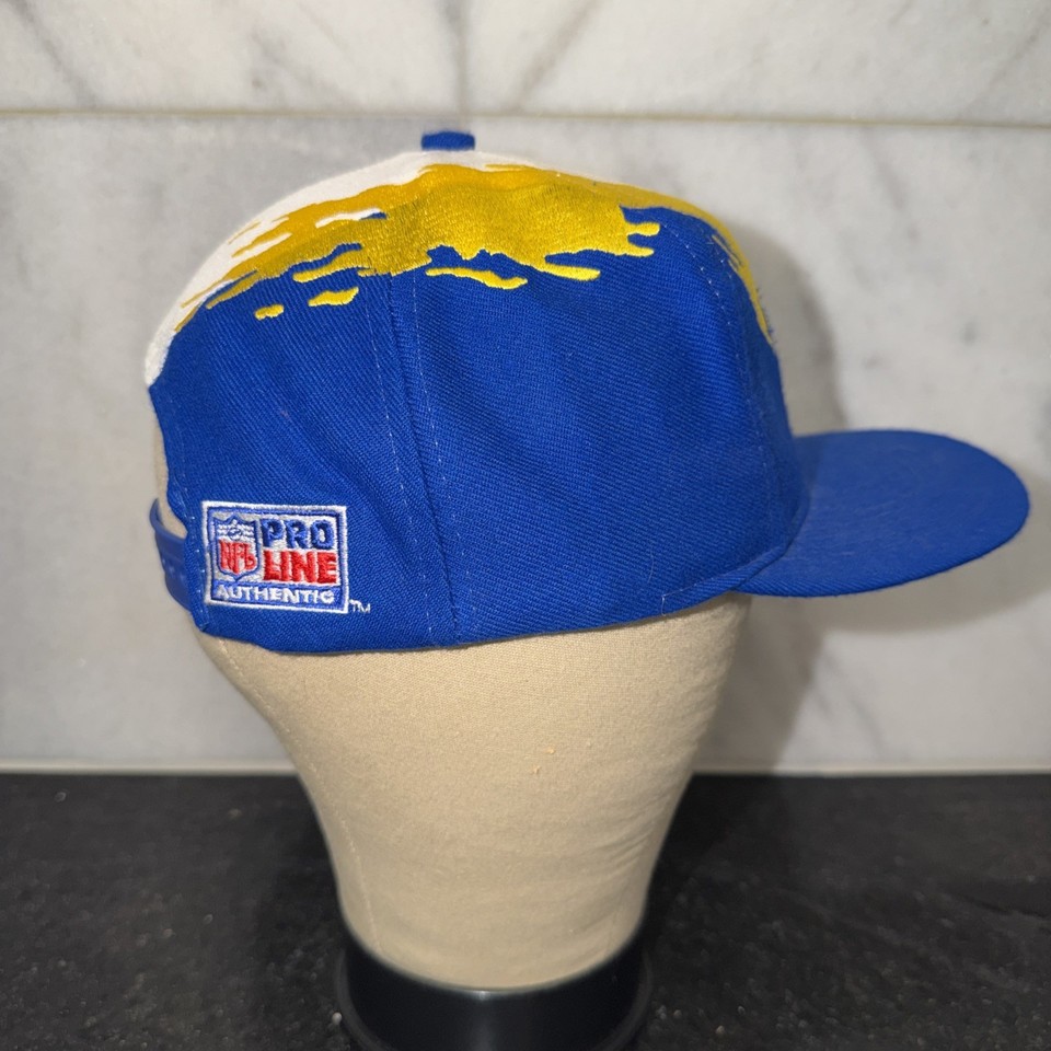 Vintage LA St. Louis Rams Paint Splash Splatter NFL Logo 7 Snapback Hat ...
