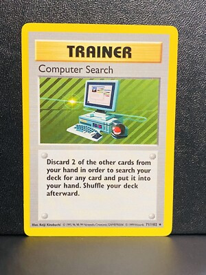 Pokemon TRAINER Computer Search, 1999 Shadowless base set 71/102 ...