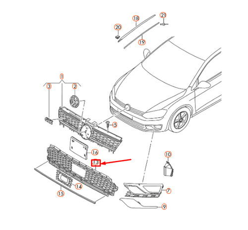 VOLKSWAGEN GOLF MK7 FRONT BUMPER LOWER VENT GRILLE 5G0853677K9B9 NO ...