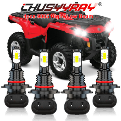 4x 9005 HB3 LED Headlight Bulb 6000K For Can-Am Outlander 1000 500 650 ...