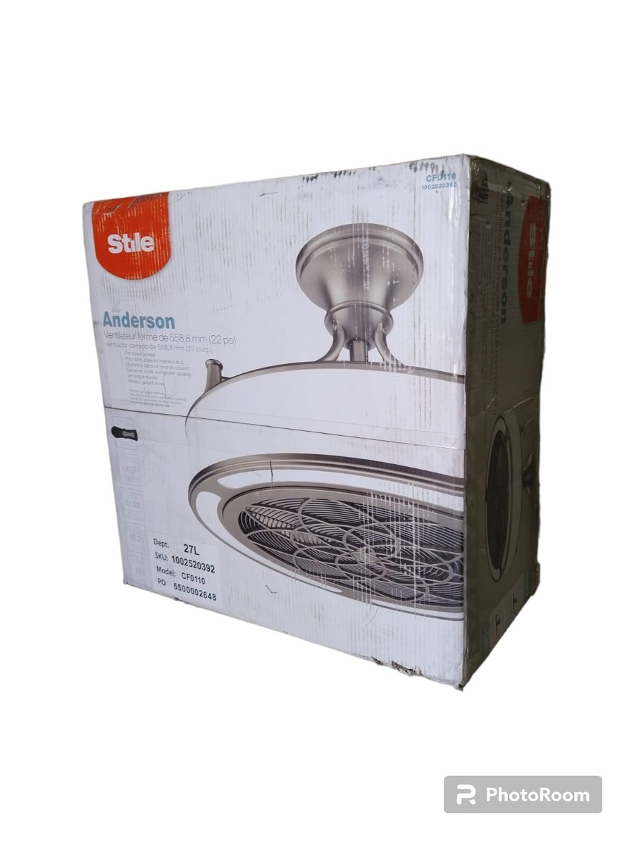 Stile Cf0110 Anderson 22 Indoor Outdoor Brushed Nickel Ceiling Fan ...