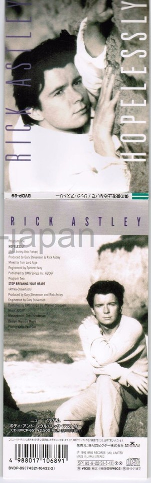 RICK ASTLEY Hopelessly JAPAN 3" CD SINGLE BVDP-89 Not-snapped / Not ...
