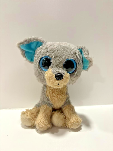 TY Beanie Baby Collection Scraps Gray Dog Plush Blue Plastic Eyes 2010 ...