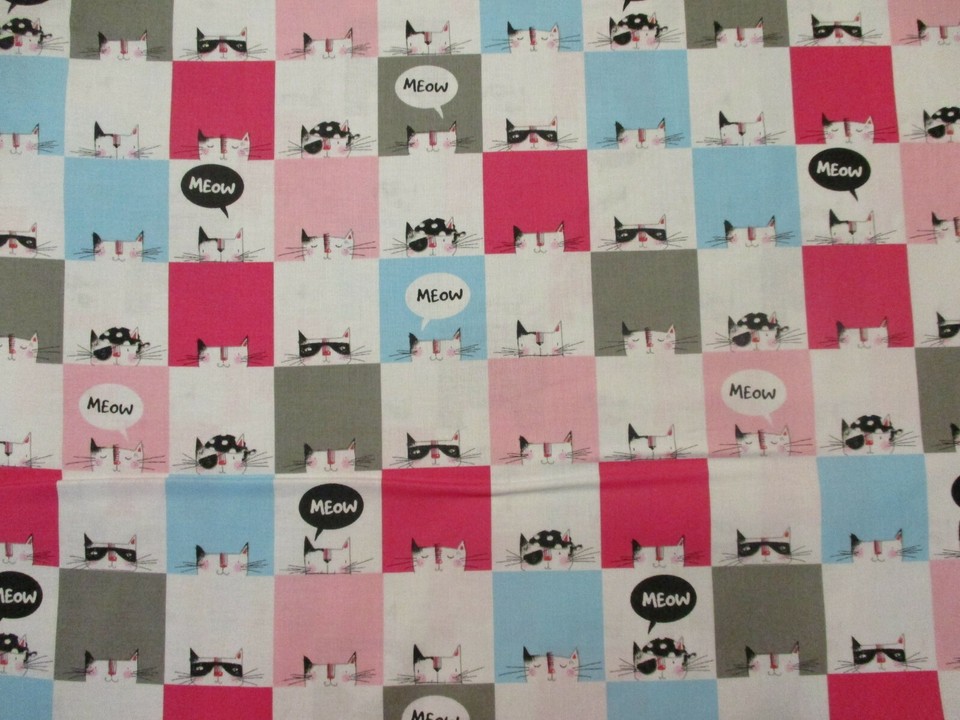 COOL CATS SOCIAL DISTANCING CAT CLUB MEOW MASKS SWAG BAG COTTON FABRIC ...