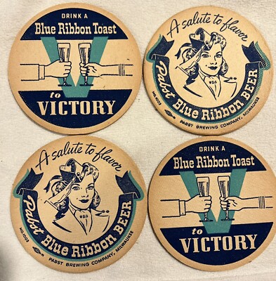 Pabst “Drink A Blue Ribbon Toast To Victory” WWII Set Of 4 Coasters | eBay