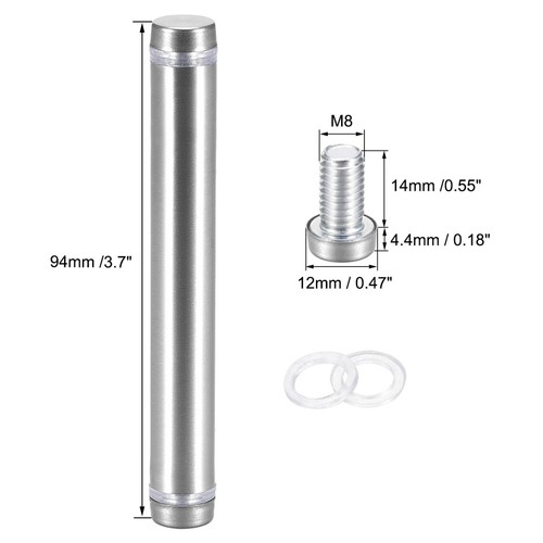 Glass Standoff Double Head Stainless Steel Standoff Holder 12mm x 94mm ...