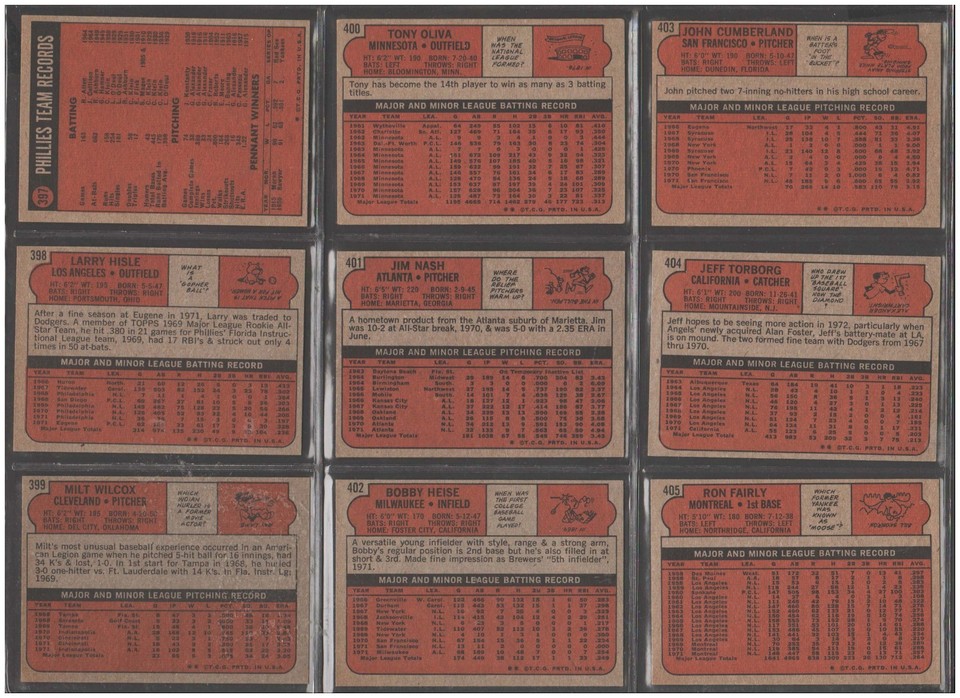 1972 Topps Baseball #401-600 Pick A Card - Great Shape! Flat Rate ...