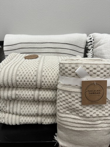 6pc Common Thread Bath Hand Towel Set Zero Twist Cotton | eBay