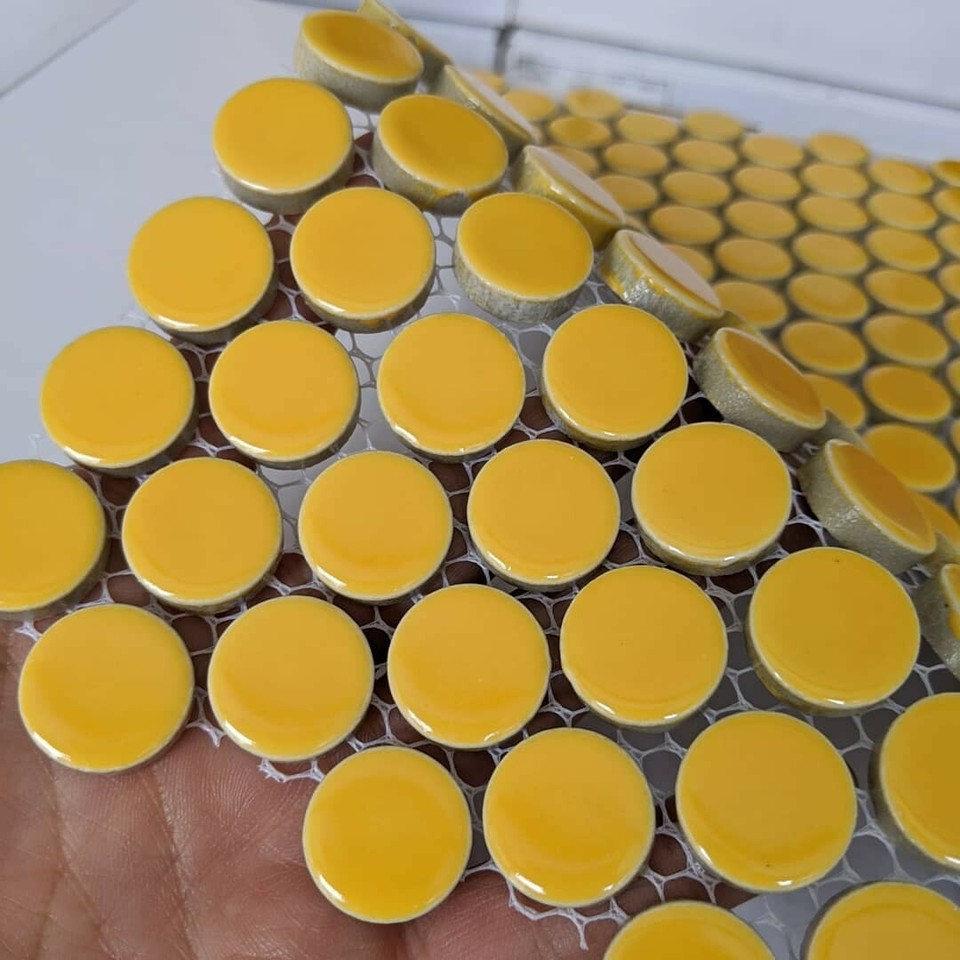 15 Sheets Yellow Penny Round Mosaic Wall Floor Tile | eBay