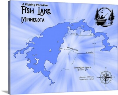 Fish Lake Minnesota Arial Map a Fishing Paradise Poster Or Canvas Wrap ...